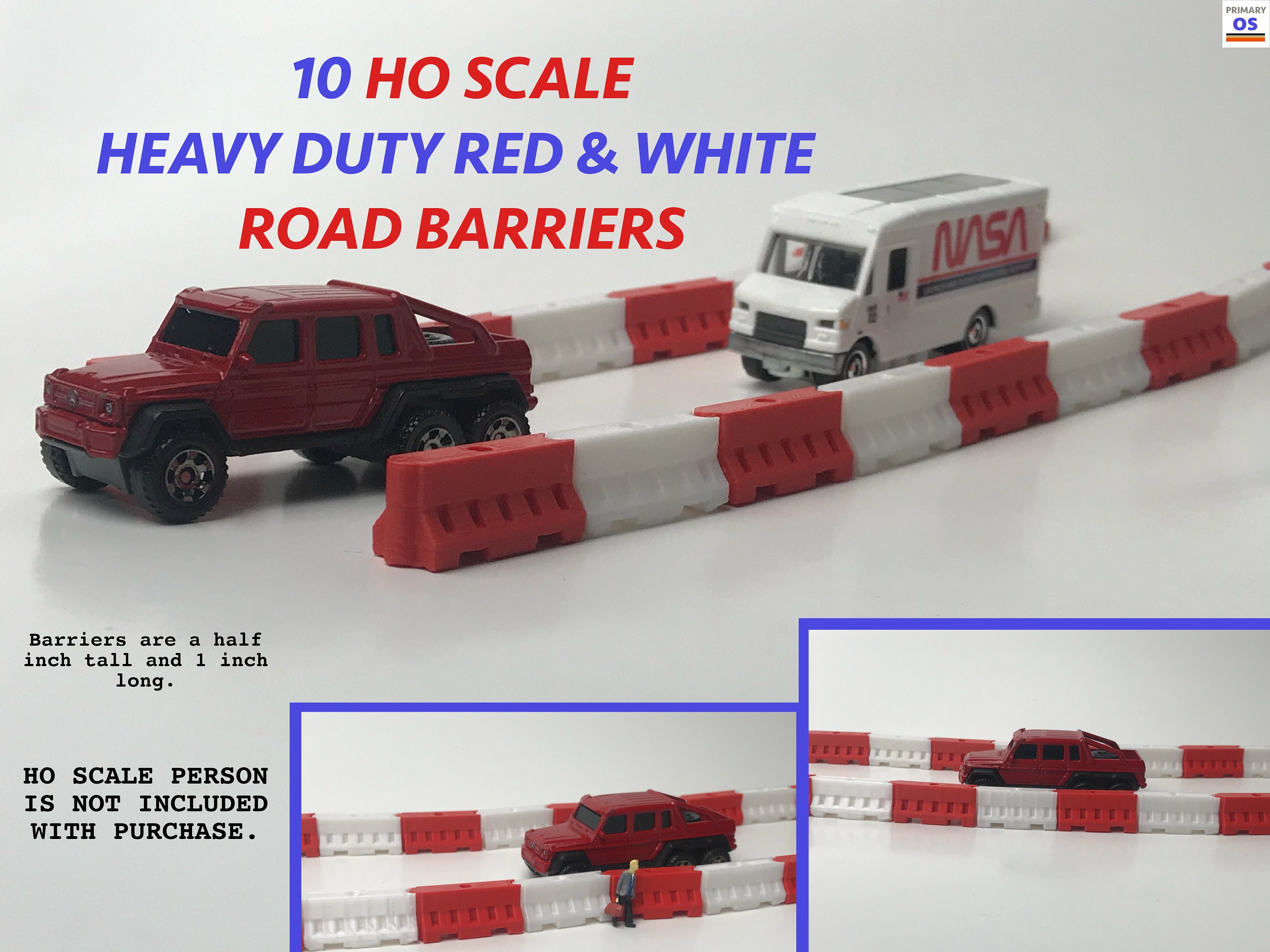 HO Scale (1:87 Scale) Red and White Road Barriers (HO Scale Train ...