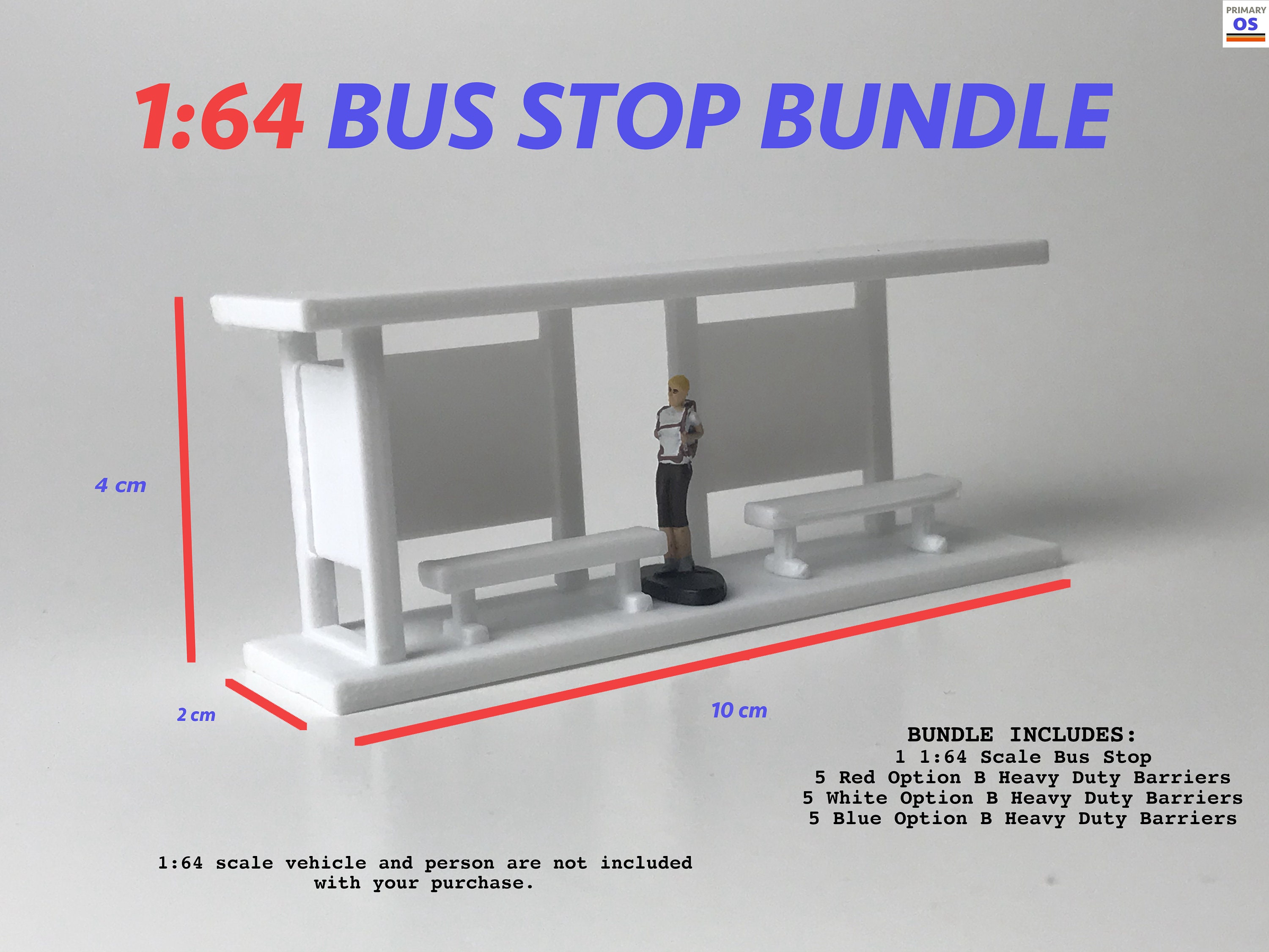 1:64 Scale Bus Stop and Red and White Road Barriers (blank No Posters ...