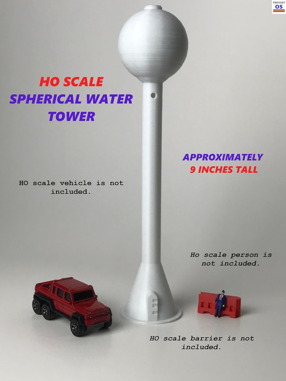 9 Inch Tall Water Tower (spherical Shaped) HO SCALE (1:87 Scale) White ...