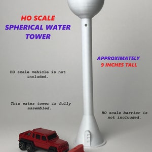 9 Inch Tall Water Tower (spherical Shaped) HO SCALE (1:87 Scale) White ...