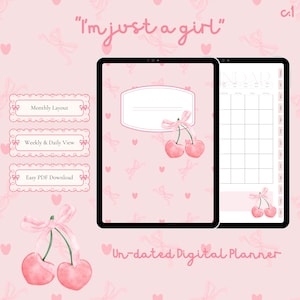 Pink Coquette Digital Planner: Bows, Undated, Goodnotes (PDF) - Etsy