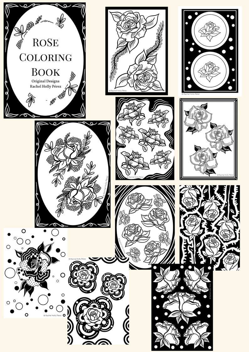 Coloring Book of Roses Immediate Download, PDF File of Digital Coloring ...