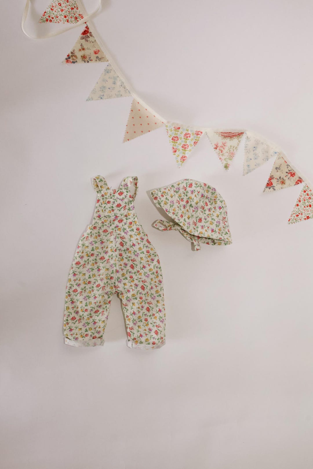 Floral Garden Set - Handmade Overalls and Hat for 21 Inch Stuffed ...