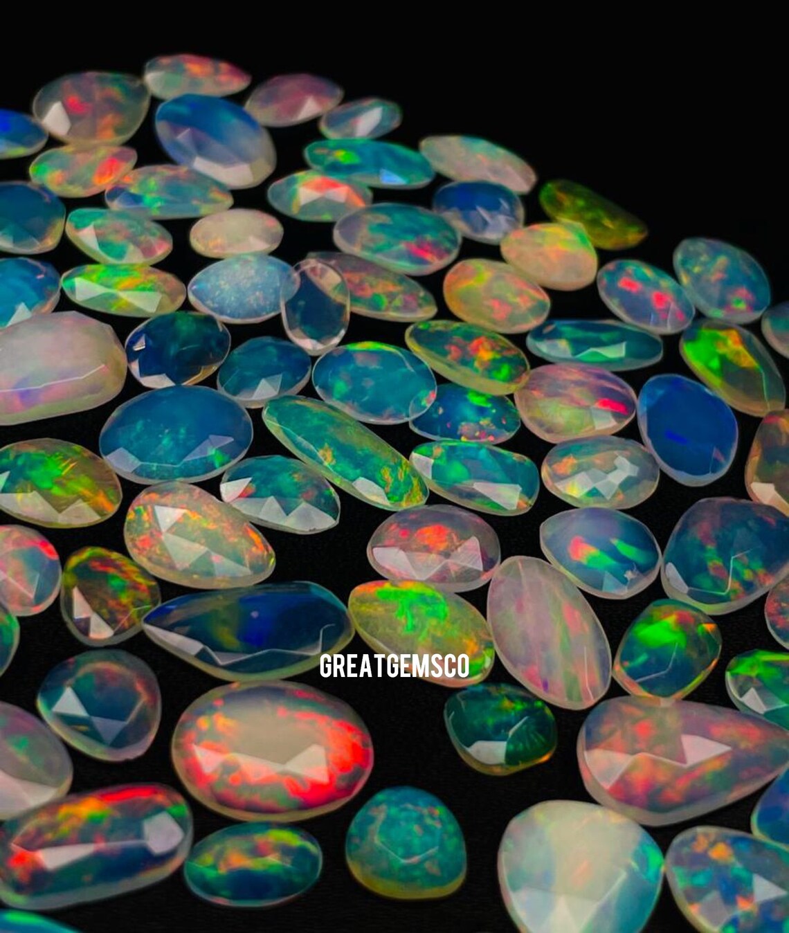 Rose Cut Ethiopian Opals Flat Back Gemstone 6 to 16 Mm Size Natural ...