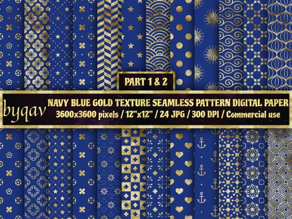 Navy Blue Gold Texture Seamless Pattern Digital Paper Pack - Etsy Ireland