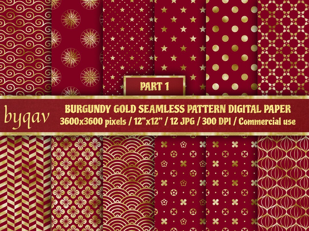 Burgundy Gold Texture Seamless Pattern Digital Paper Pack Part - Etsy ...