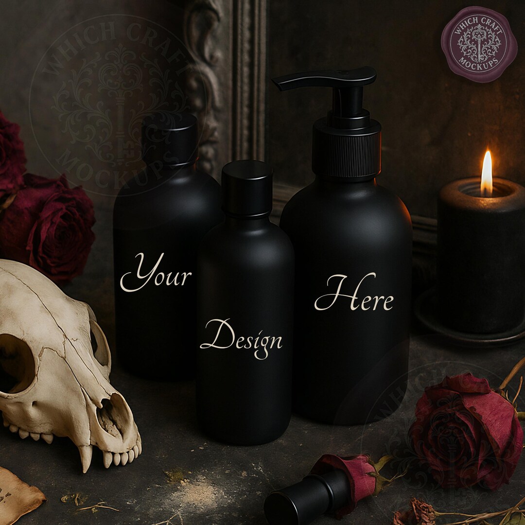 Gothic Jar Mockup JPG, Skull and Rose Label Sticker Mock Up, Dark ...