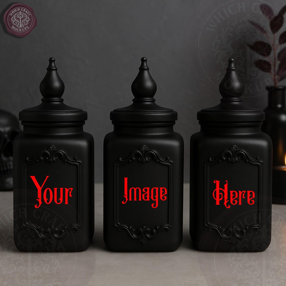 Gothic Bathroom Storage Jar Mock up JPG, Apothecary Label Mock Up, Dark ...