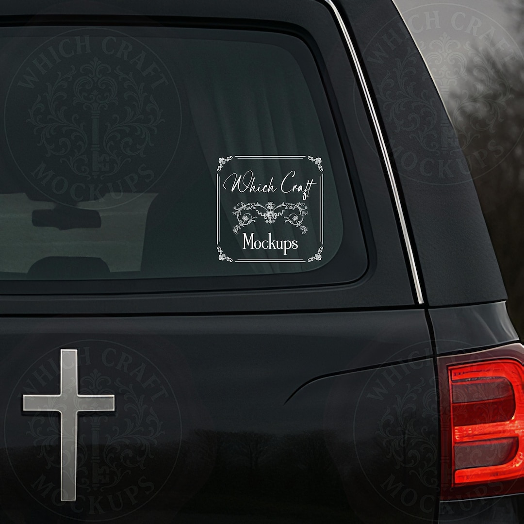 Gothic Hearse-style Vehicle Mock Up, Chrome Cross & Rear Window Scene ...