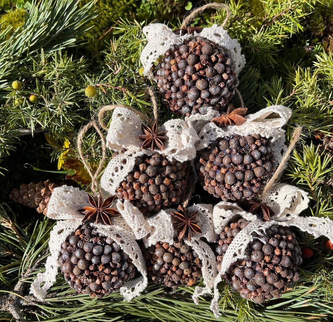 Set or 6 Rustic Scented Decorative Balls, Wedding Guests Favors, Clove ...