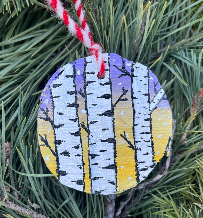 Set of 6 Handpainted Wood Rounds. Christmas Tree Ornaments. - Etsy