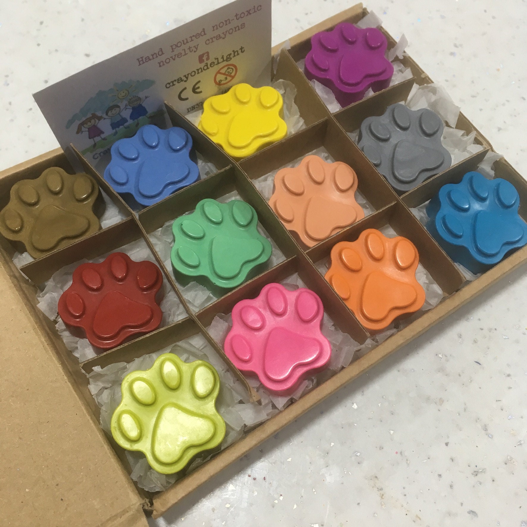 Wax Crayons Paw Prints Gift Box Handmade - Etsy.de