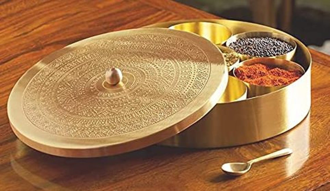 Traditional Handmade Brass Masala Box Masaladani/Masala Dabba | Etsy
