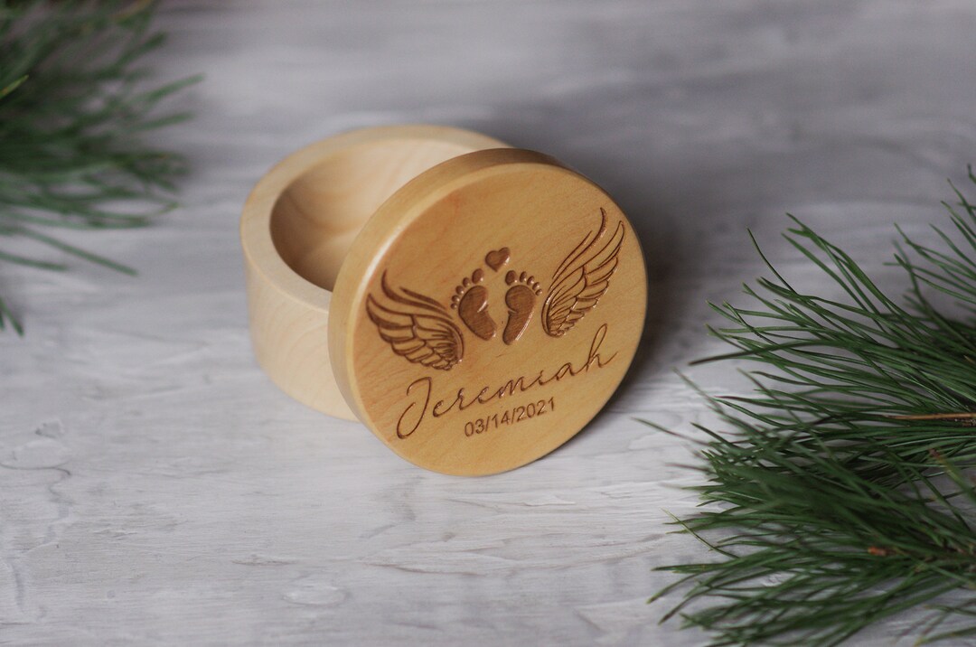 Engraved Wooden Baby Loss Urn: Circle Keepsake Box, No Magnet - Etsy