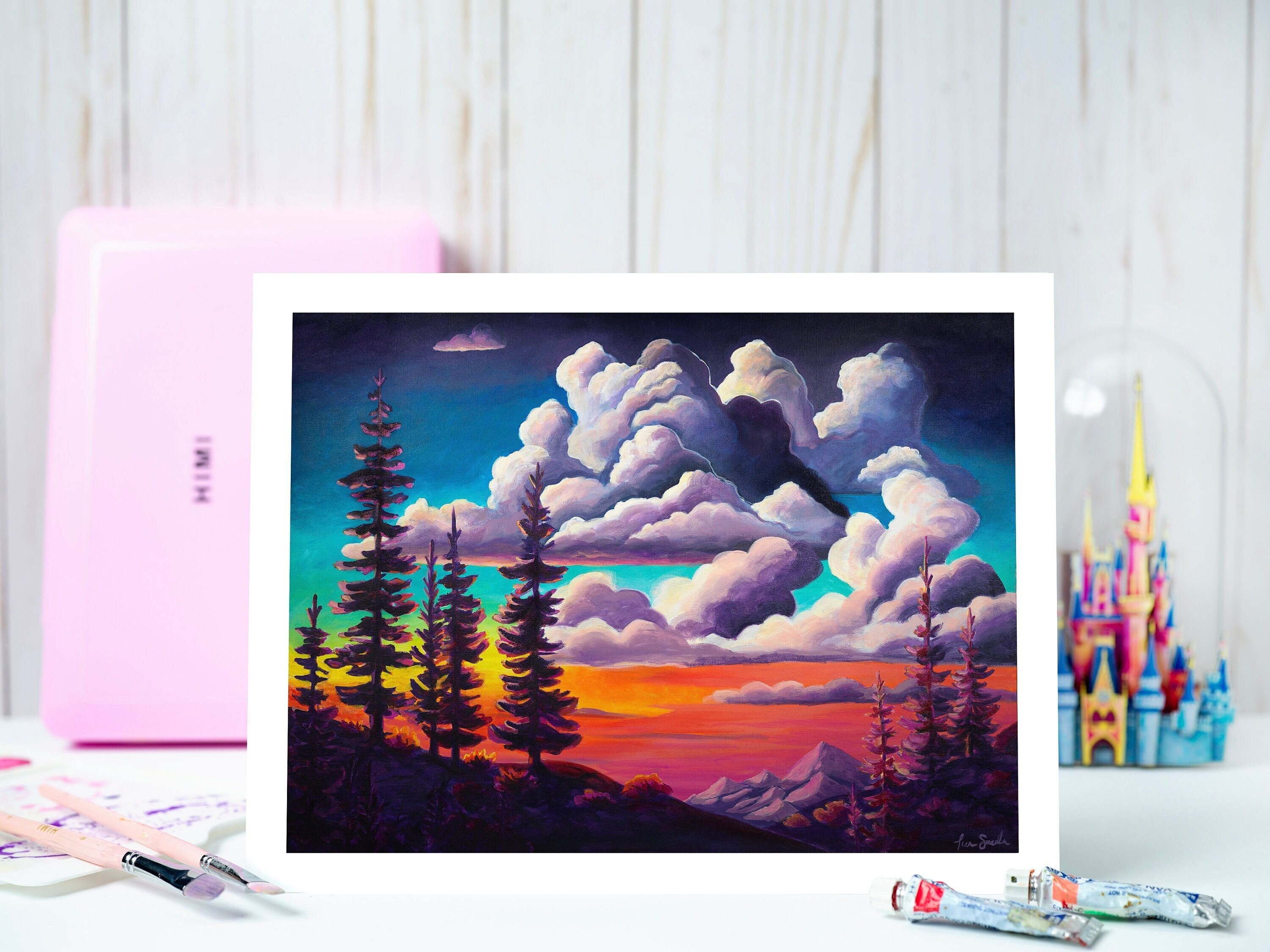 Rainbow Cloud Acrylic Painting Art Print - Etsy
