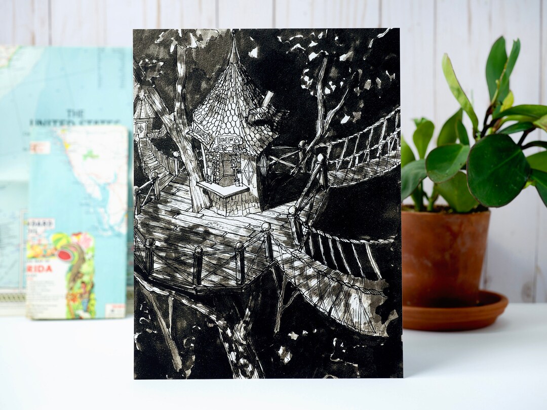 Treehouse Inktober Art Print - Etsy