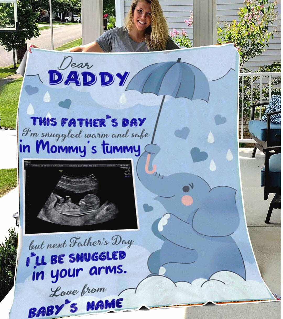 Personalized Hi Daddy Baby Bump Elephant Gift Fleece Sherpa - Etsy