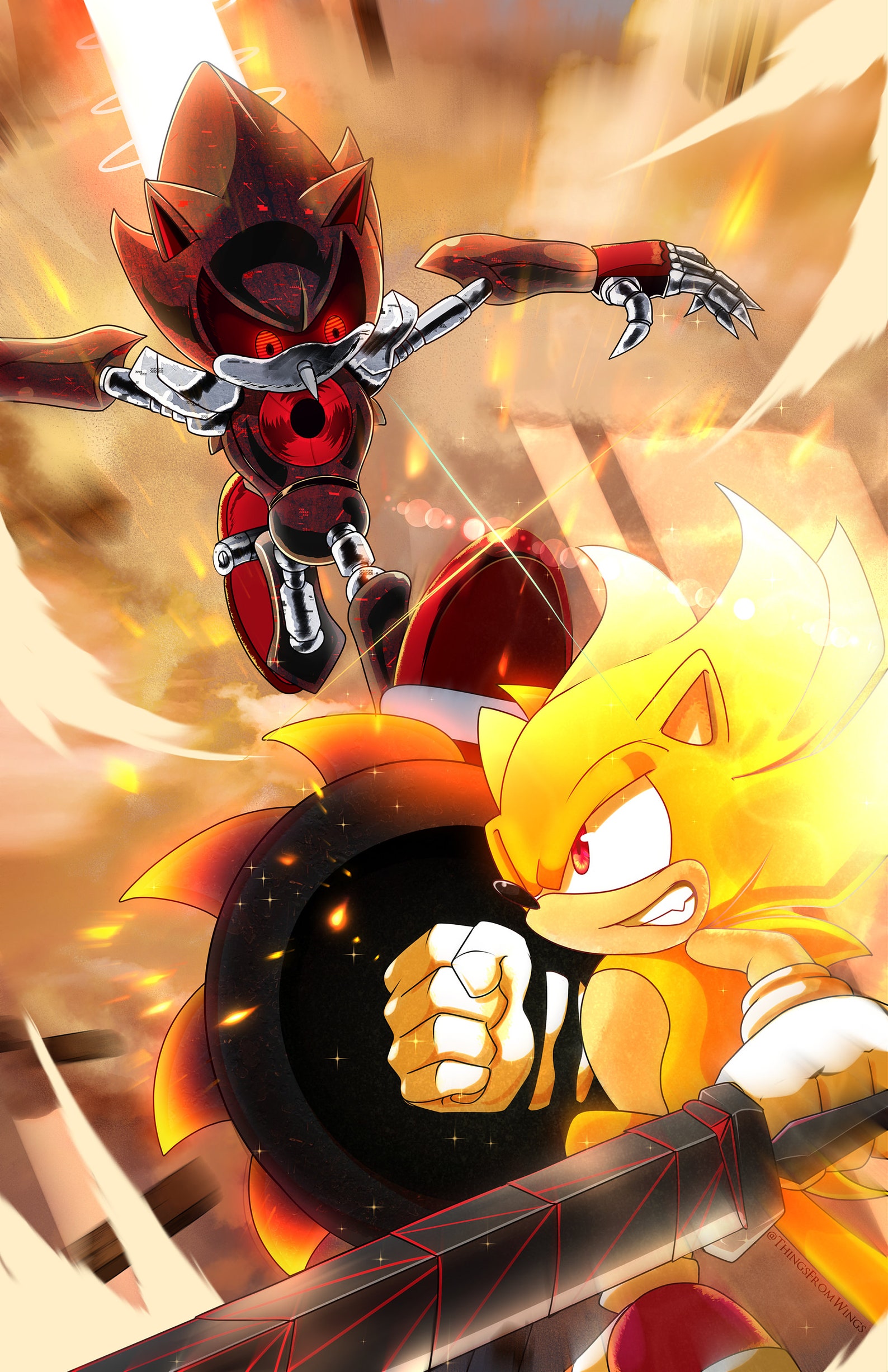 Titan Metal Sonic VS Super Sonic - Etsy