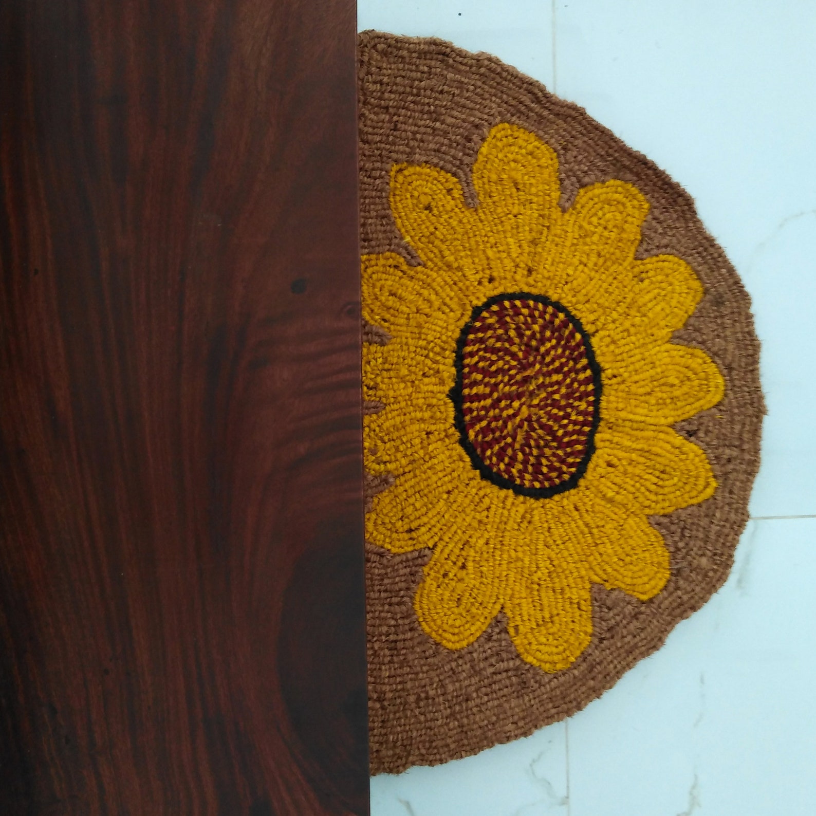 100% Natural Coir Handmade Door Mat Cheery Vibrant Sunflower - Etsy