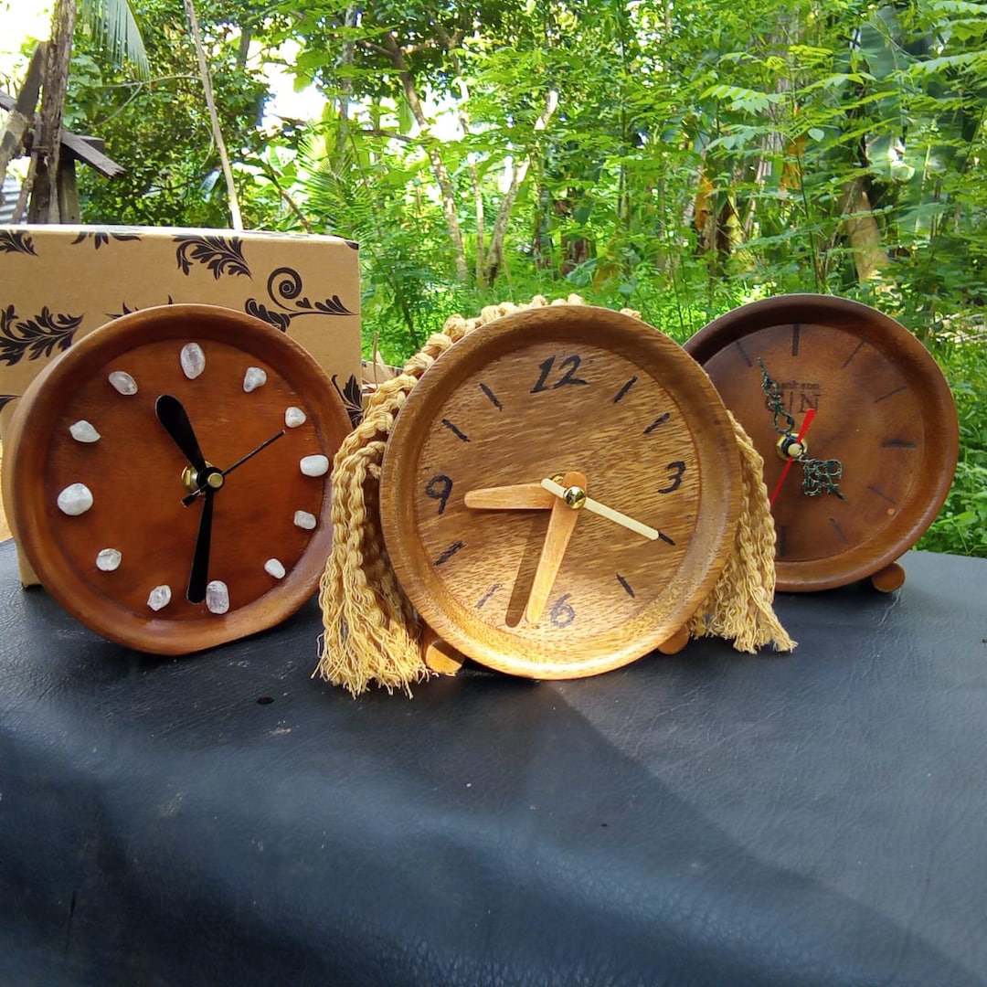 Personalized Wooden Table Clock With Name – Rustic Desk Clock | Custom ...