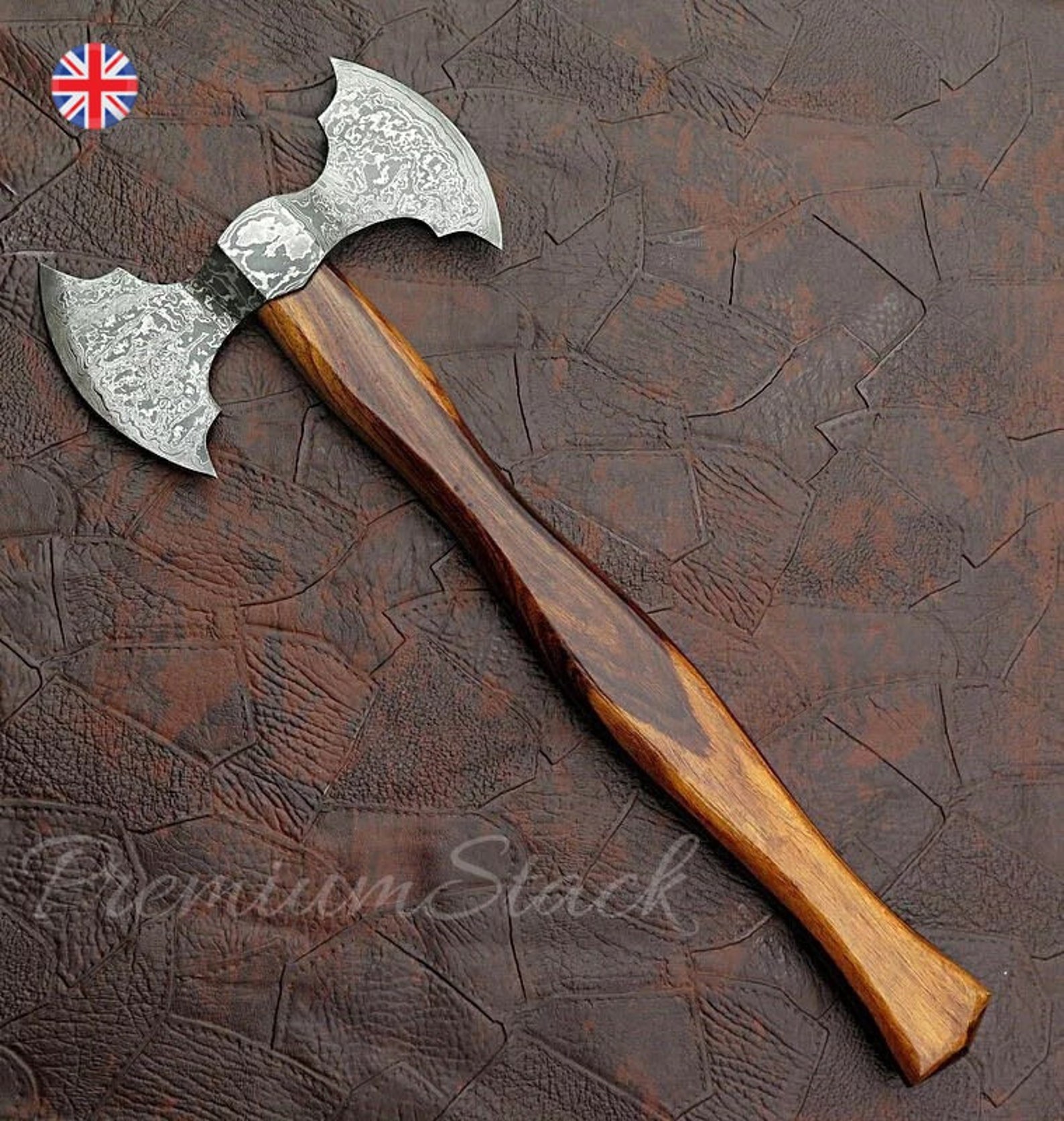 Double Blade Axe Handmade Damascus Steel Axe Rose wood | Etsy