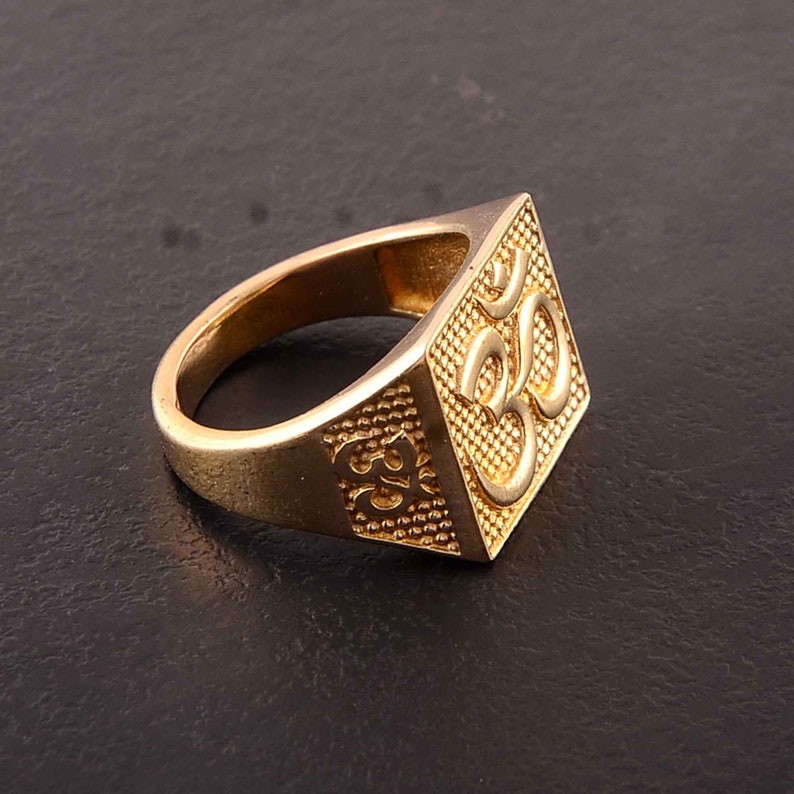 18K Gold Om Ring Gold Signet Ring Handmade Ring Gold - Etsy