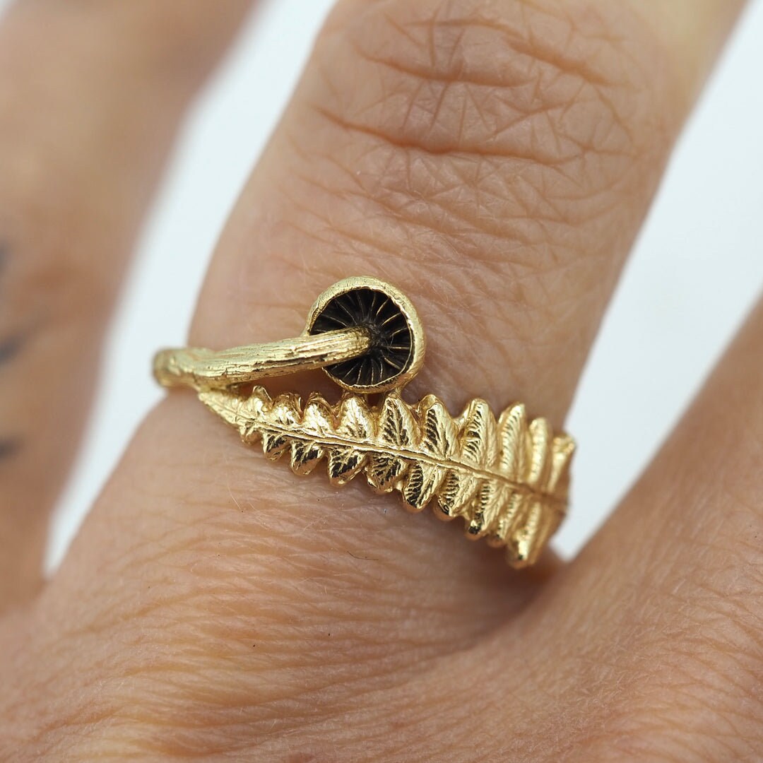 Fern and Mushroom Ring, Brass Ring, Handmade Ring,vintage Rings,boho ...