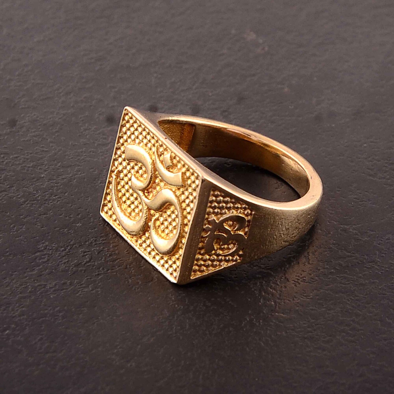 18K Gold Om Ring Gold Signet Ring Handmade Ring Gold - Etsy