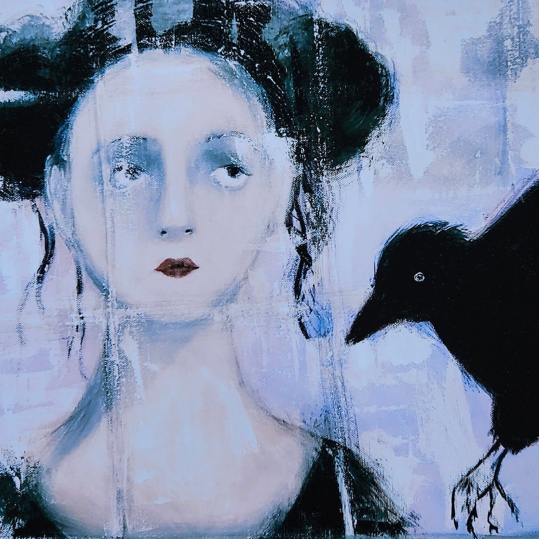 Gothic Crow Art Print, Spooky & Macabre Haunted Portrait, Raven ...