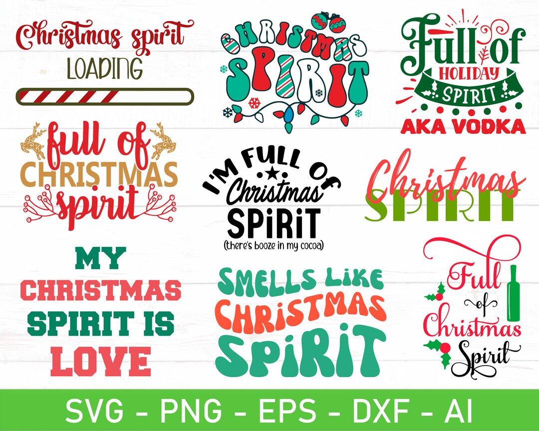 Christmas Spirit SVG PNG Bundle - Etsy