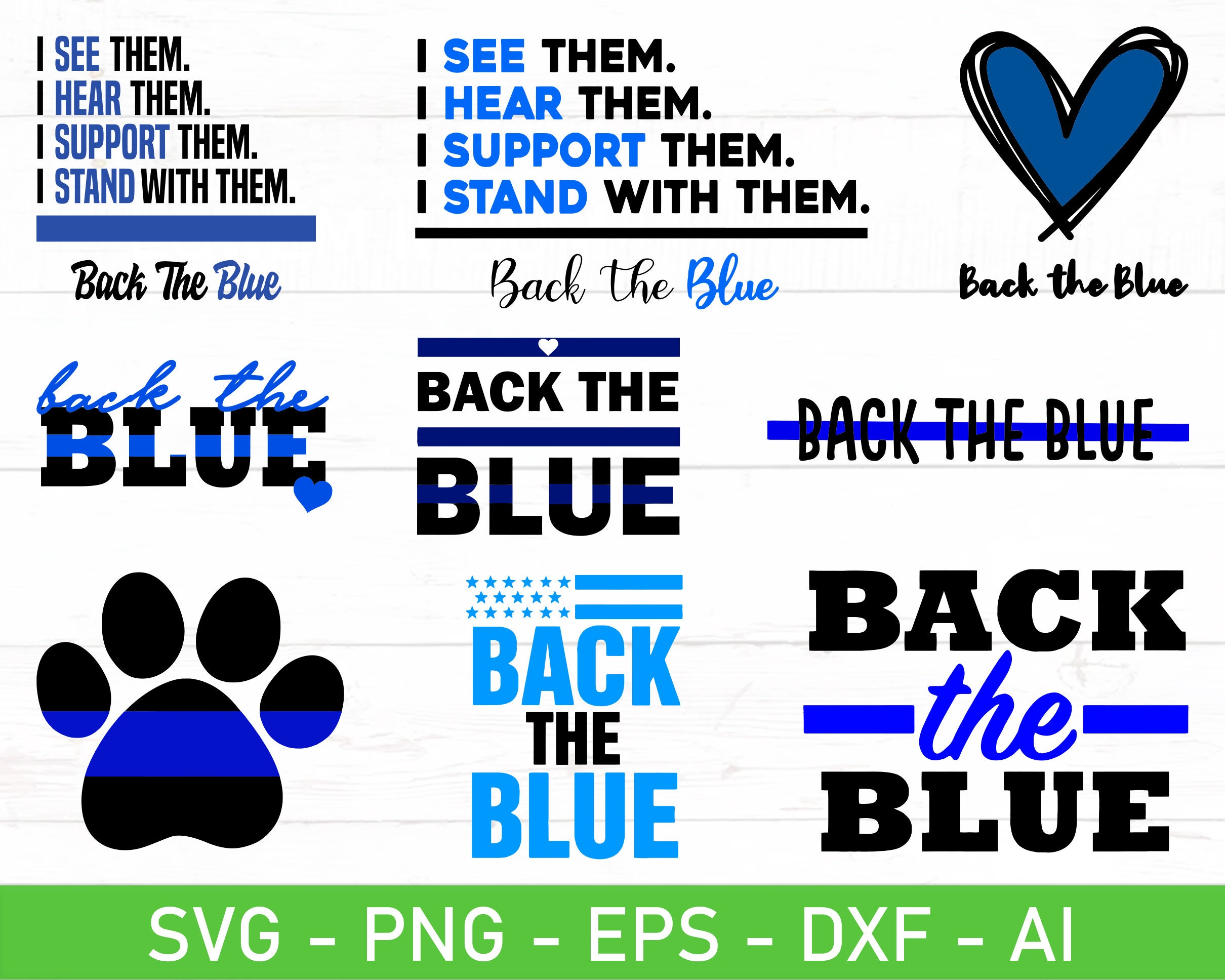 Back the Blue Svg, American Flag Thin Blue Line Svg, American Thin Blue ...