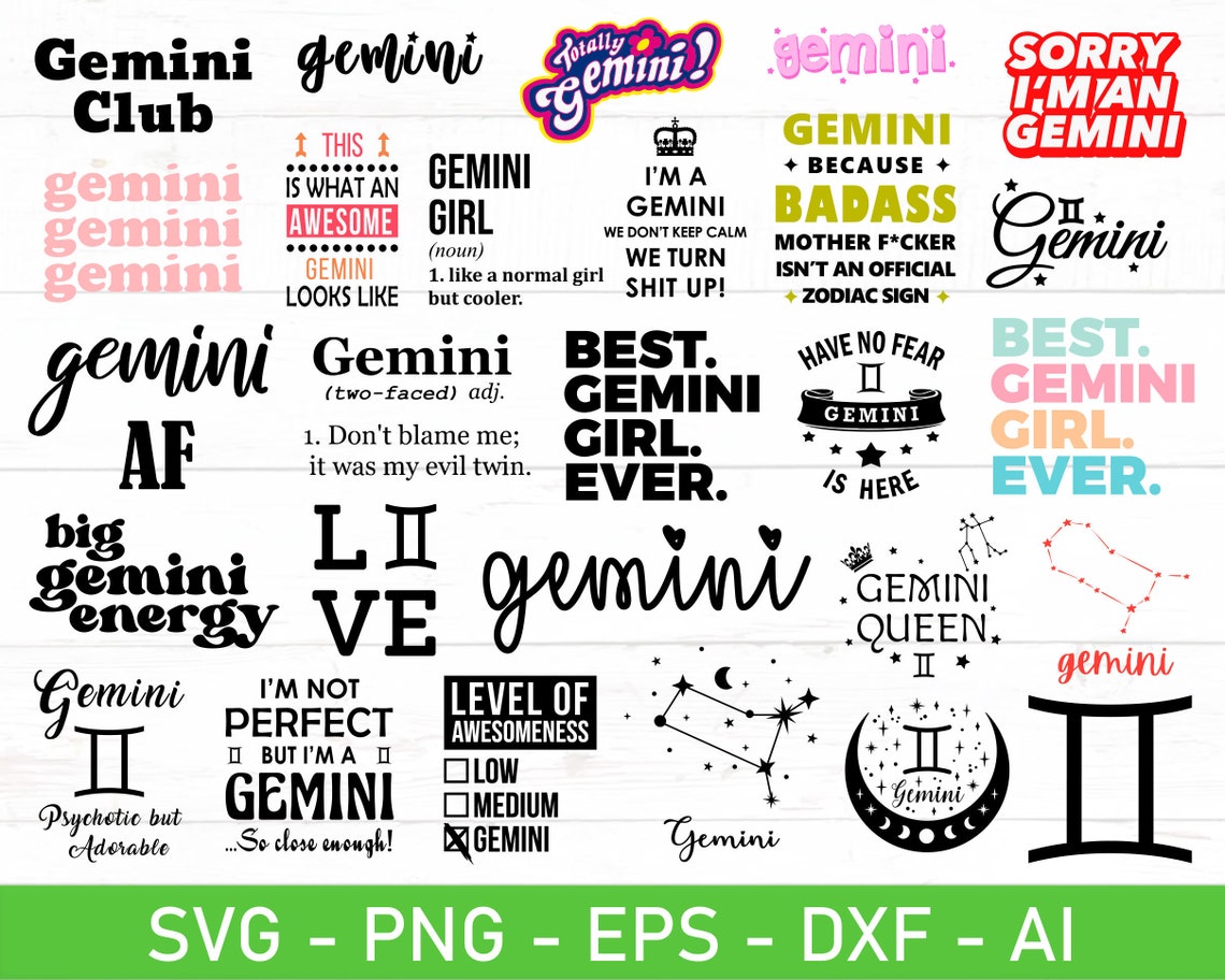 Gemini SVG Bundle Gemini Zodiac Sign Svg Gemini Queen Svg - Etsy