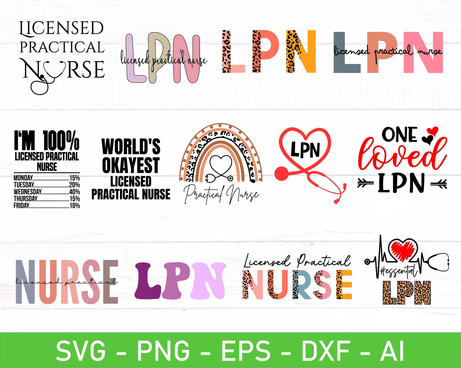 LPN Nurse Svg Bundle Licensed Practical Nurse Svg Eps Dxf - Etsy