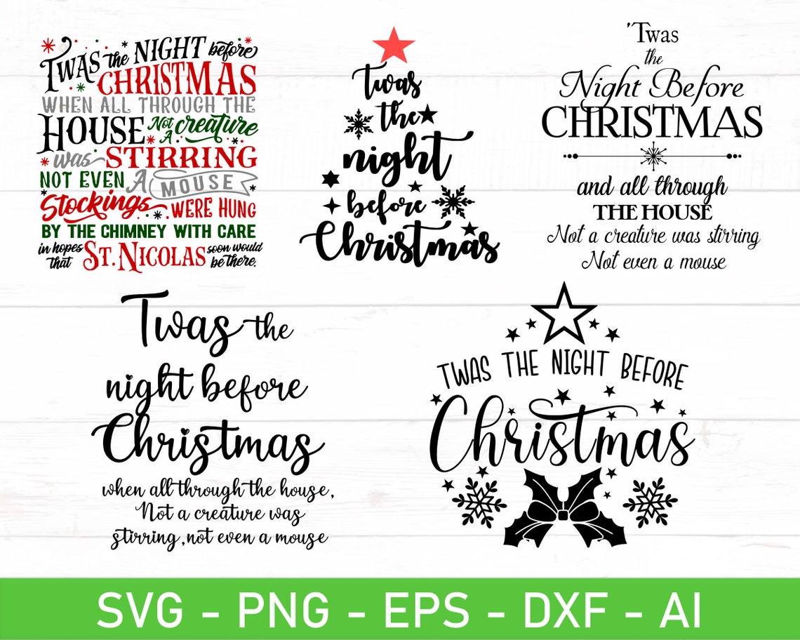 Twas the Night Before Christmas Svg, Eps, Dxf, Ai, Png, Files for ...