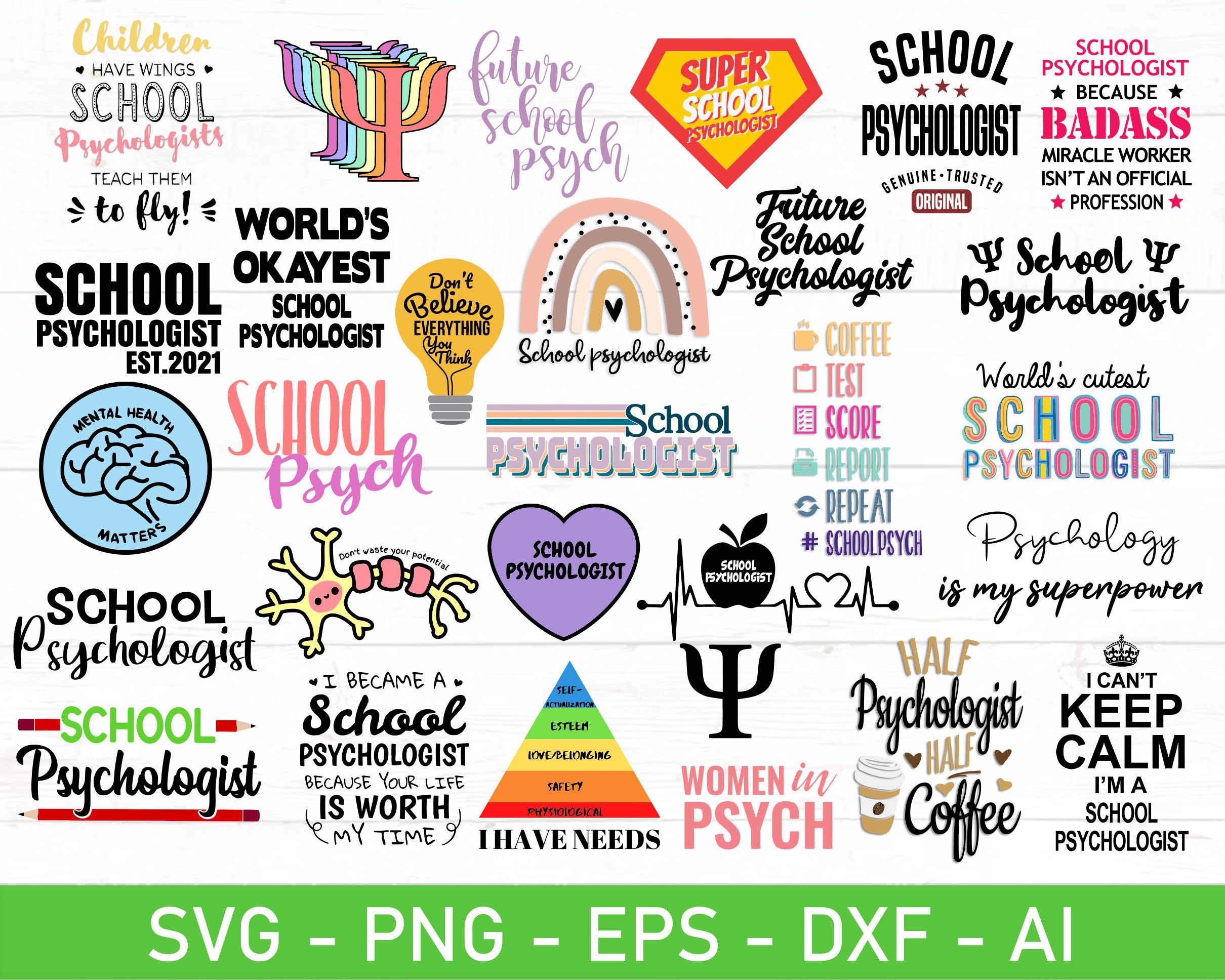 School Psychologist Svg Bundle School Psych Bundle Svg Eps - Etsy