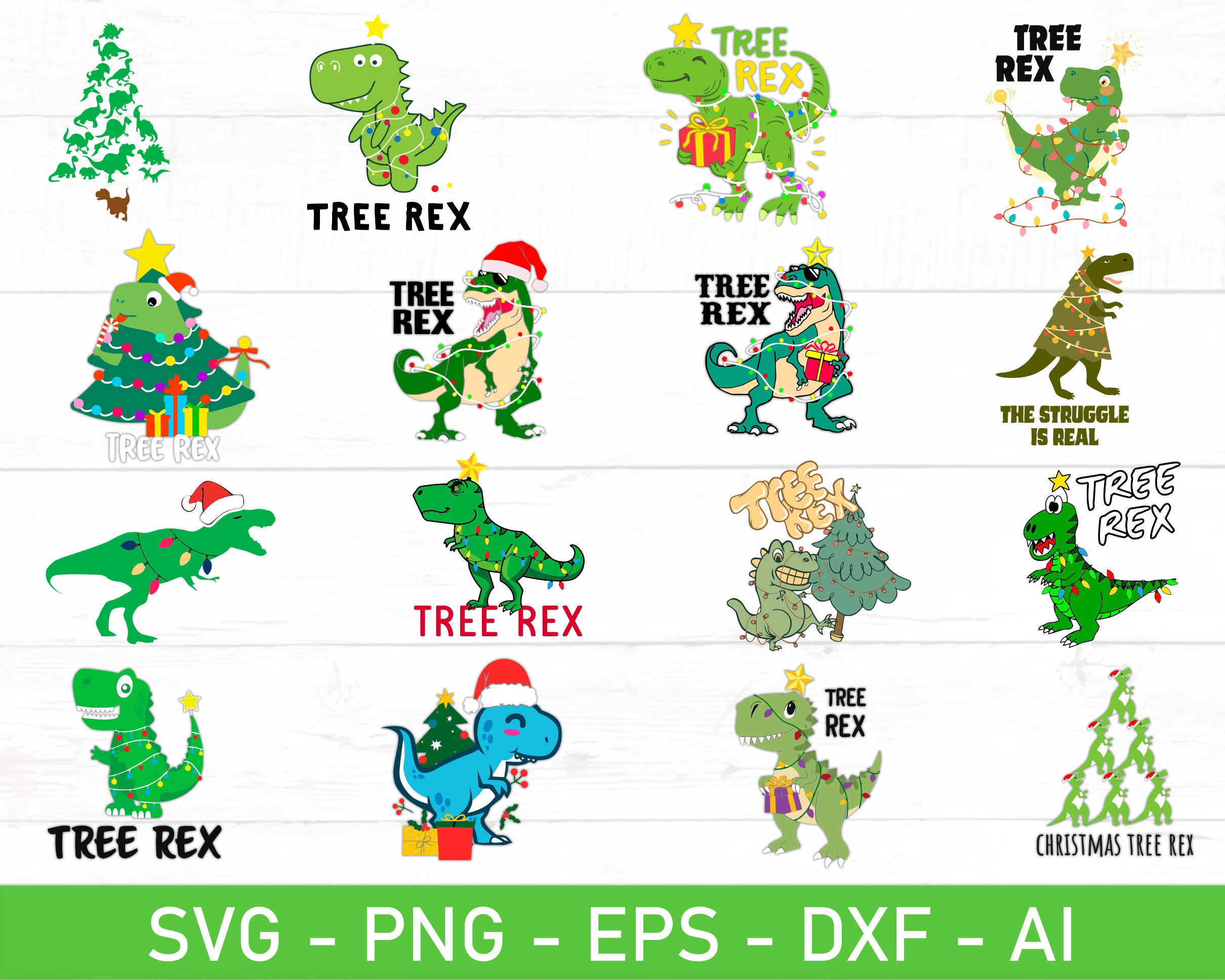 Tree Rex Svg, Christmas Dinosaur Svg, Santa T-rex Svg, Dinosaur Holiday ...