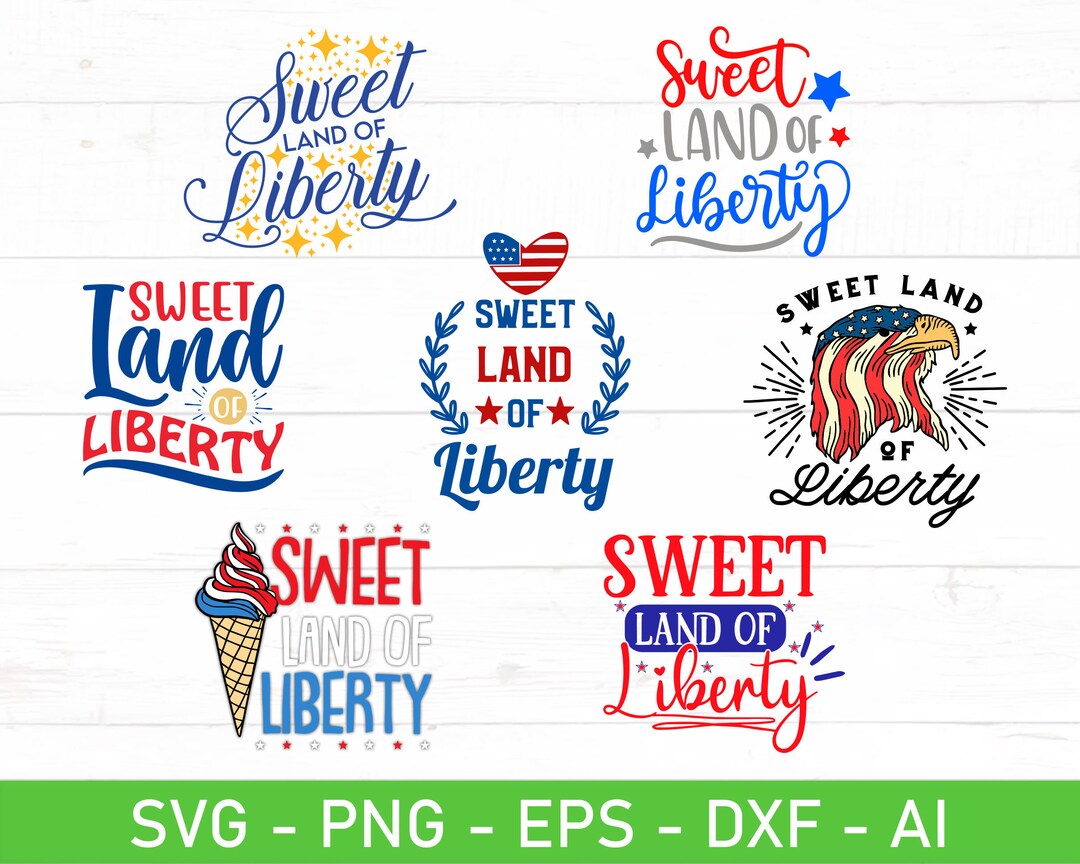 Sweet Land of Liberty Svg Bundle, 4th of July Ice-cream Svg, 4th of ...
