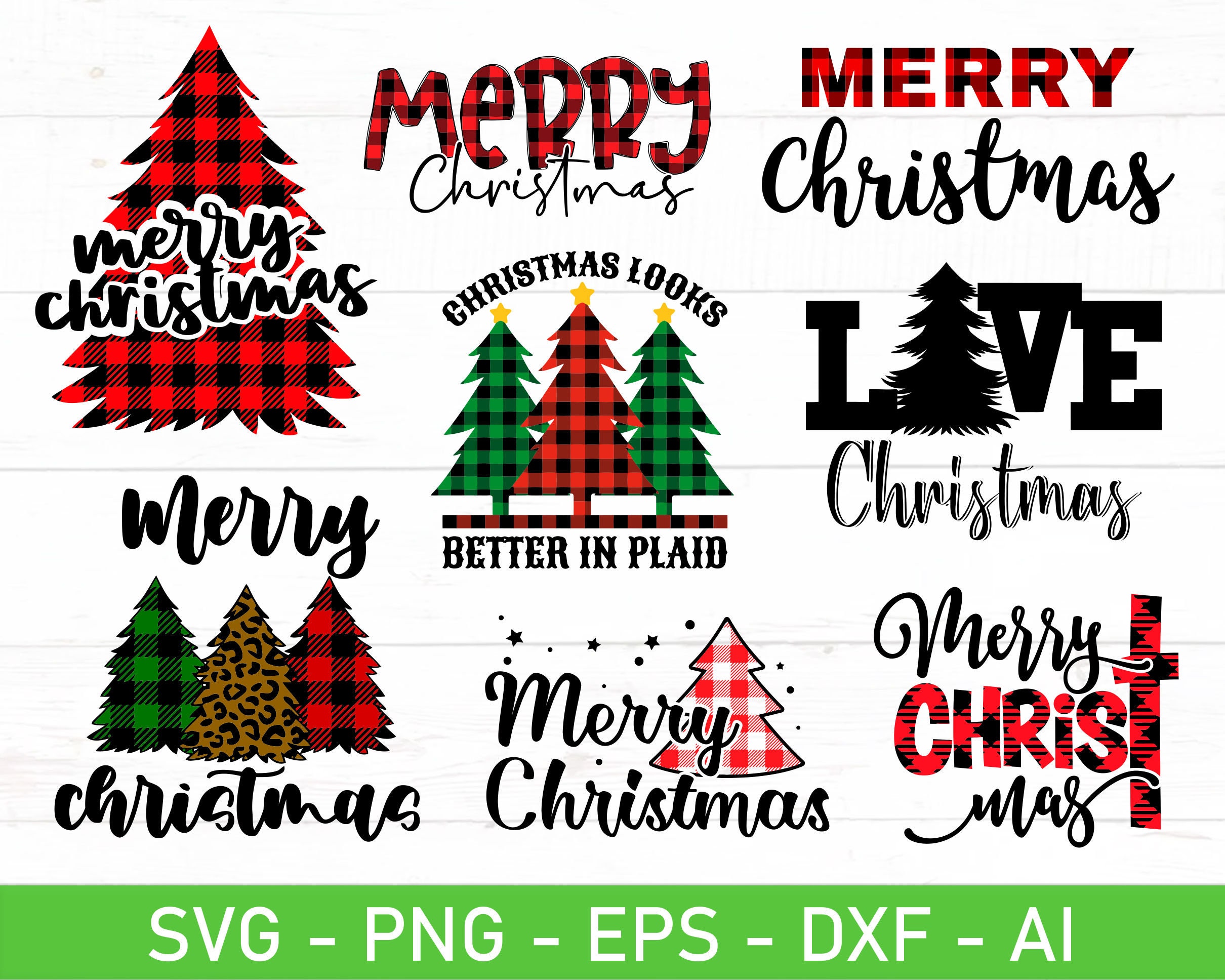 Merry Christmas Plaid Svg, Merry Christmas Plaid Tree Svg, Merry ...