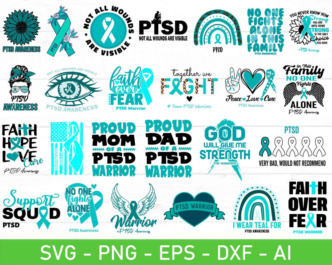 Ptsd Svg Png Bundle, Ptsd Faith Over Fear, Ptsd Awareness, Ptsd Shirt ...