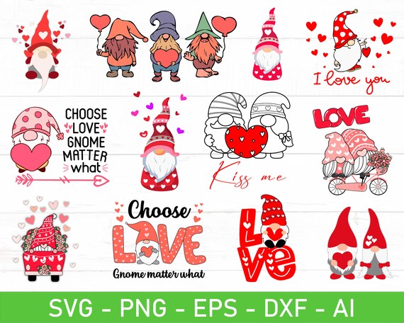 Valentines Day Gnomes SVG Bundle Eps Dxf Ai Png Files | Etsy