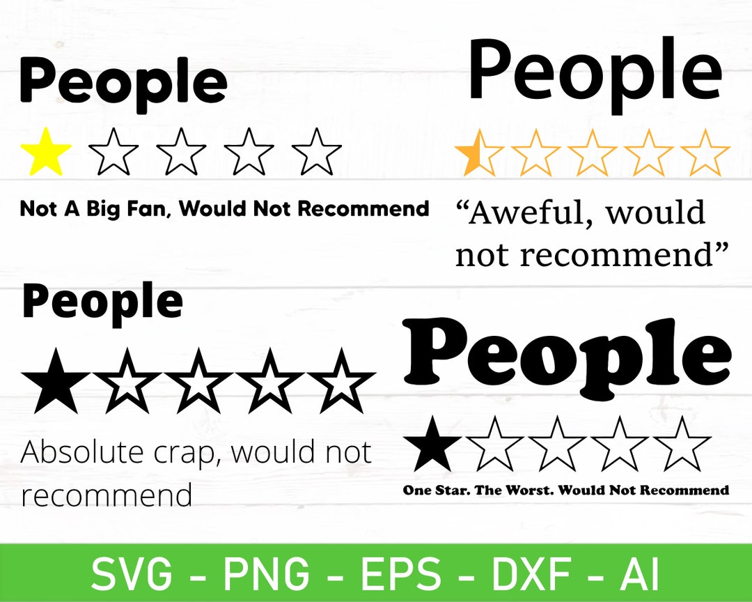 People One Star Would Not Recommend Svg Bundle, People No Stars Svg ...