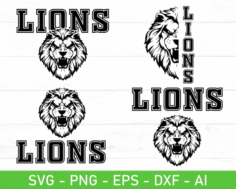 Lions SVG Bundle, Lions Football Svg,lions Mascot Svg, Logo Eps, Dxf ...