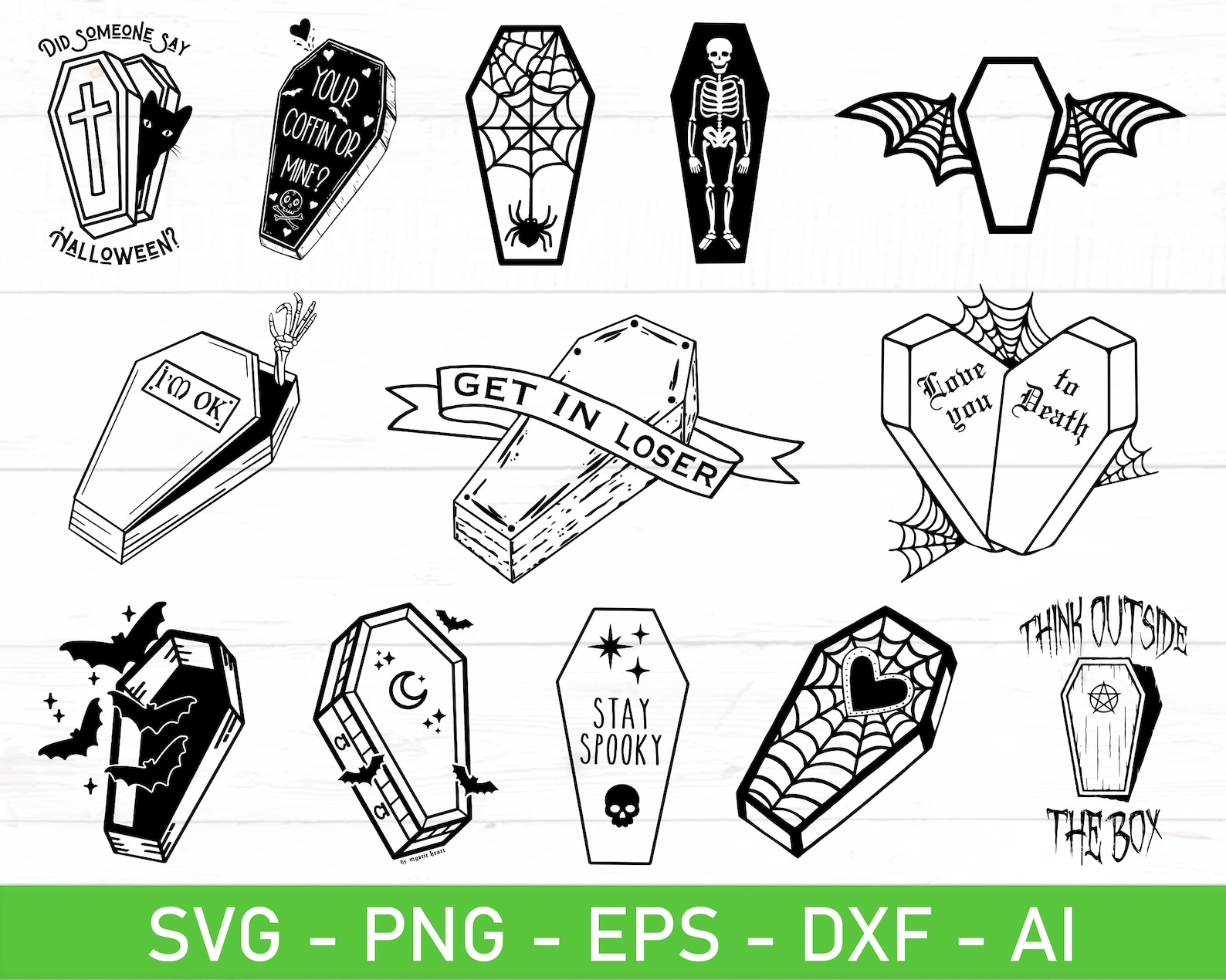 Halloween Coffins Svg Png Bundle, Pumpkin Coffin Svg, Spooky Coffin Svg ...