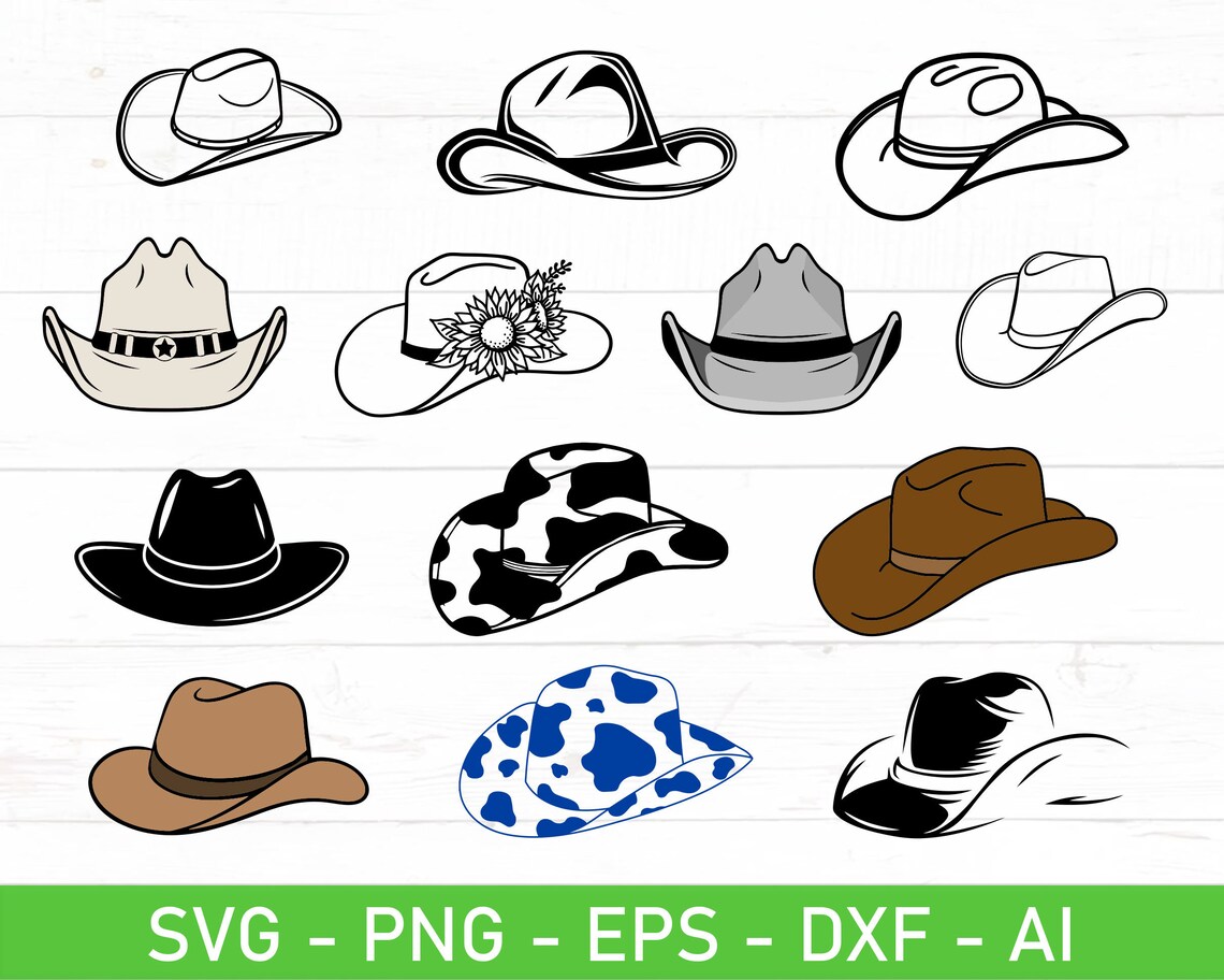 Cowboy Hat Svg Bundle, Eps, Dxf, Ai, Png, Files for Cricut - Etsy