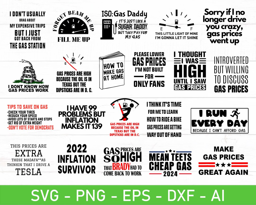 Gas Prices Svg Bundle, Gas Gauge Svg, Funny Gas Tank Svg,eps, Dxf, Ai ...