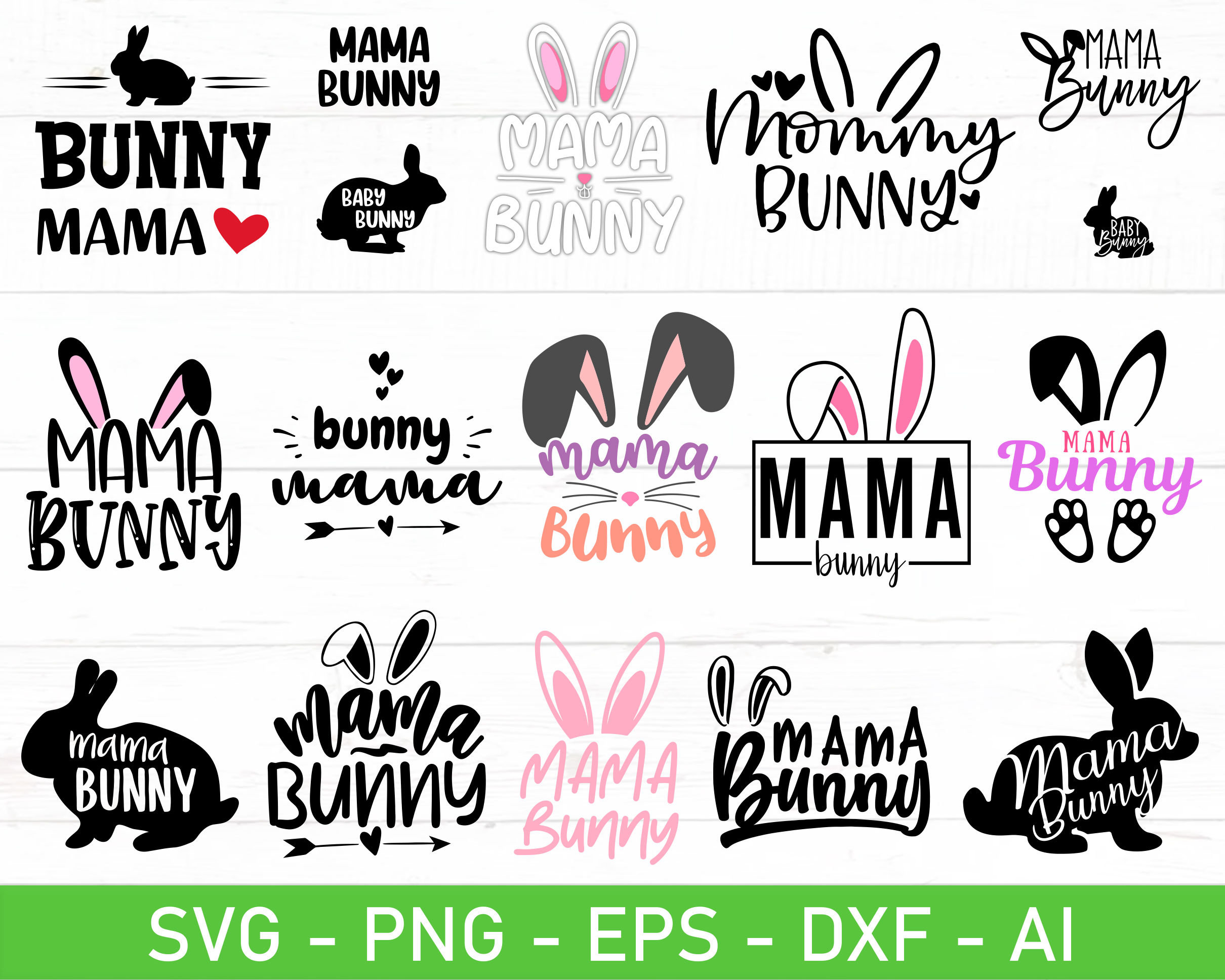 Mama Bunny svg, eps, dxf, ai, png, Dateien für Cricut - Etsy.de
