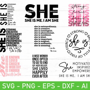 Woman Affirmation SVG I Am She She is Me Svg She is Me Svg - Etsy
