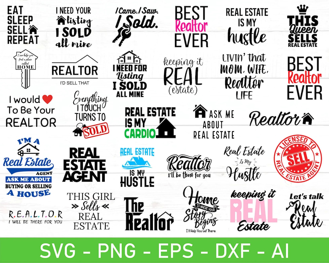 Realtor SVG Bundle, Real Estate Agent Svg Bundle, Eps, Dxf, Ai, Png ...