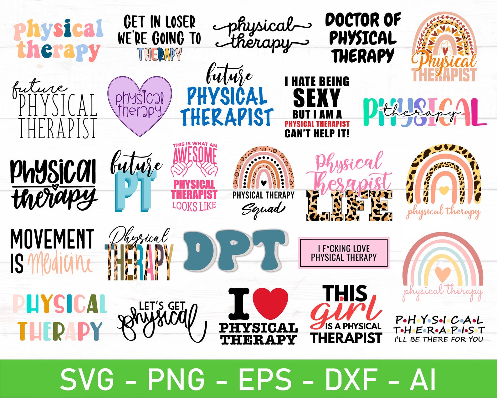 Physical Therapy Svg Bundle Physical Therapist Svg Eps Dxf - Etsy