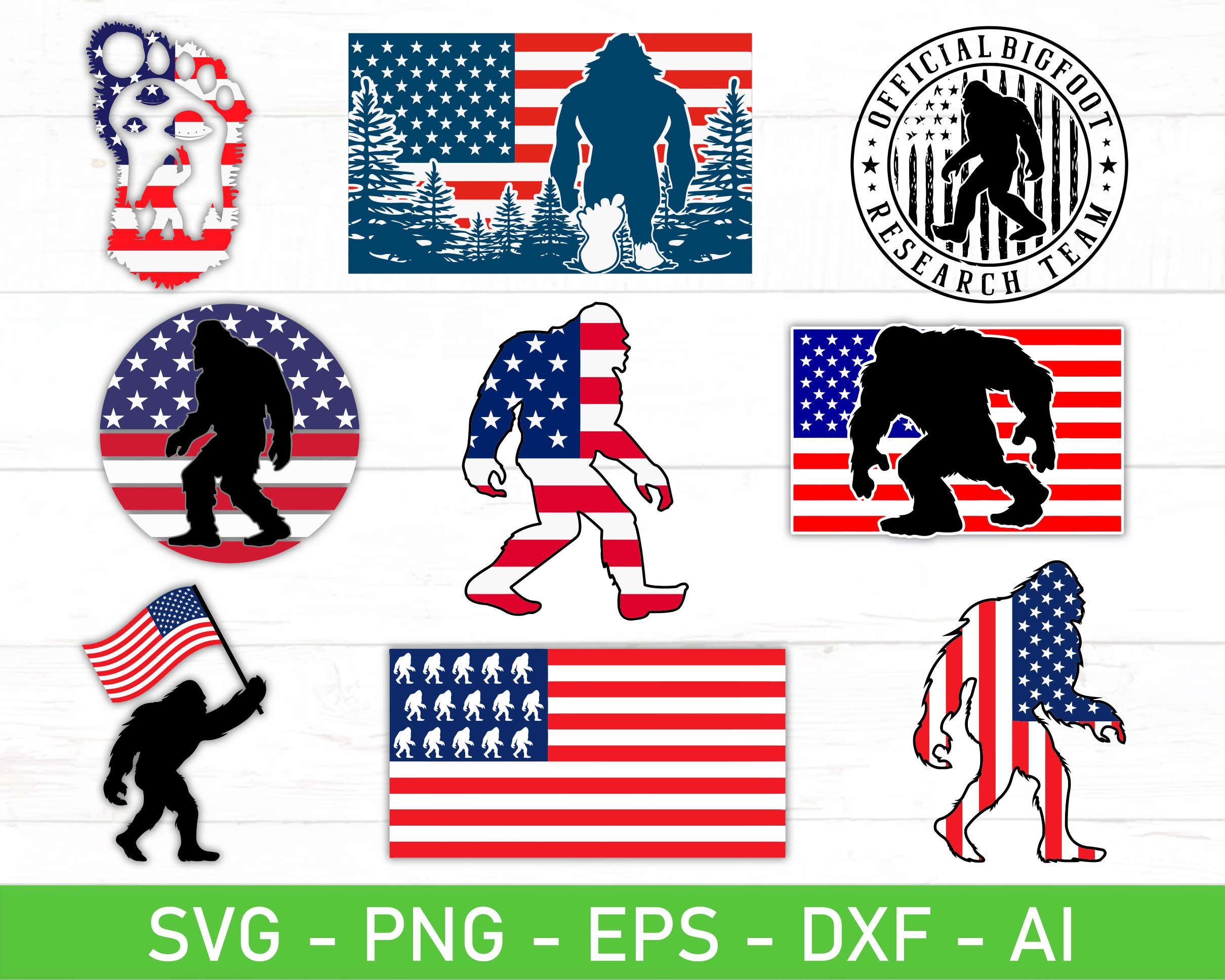 Bigfoot Flag Svg Bundle, Bigfoot Svg Bundle, Sasquatch Cricut ...